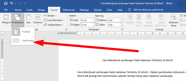 Cara Mengubah dan Membuat Landscape Word
